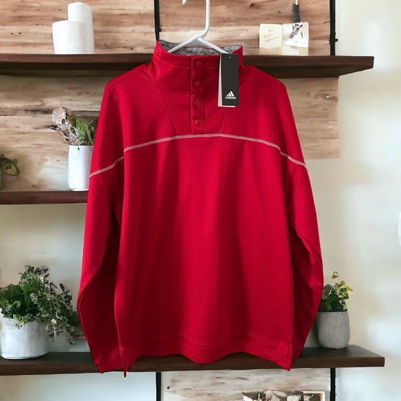 adidas | Shirts | Adidas Sample Mens Medium Red Pullover With 4 Snaps ...